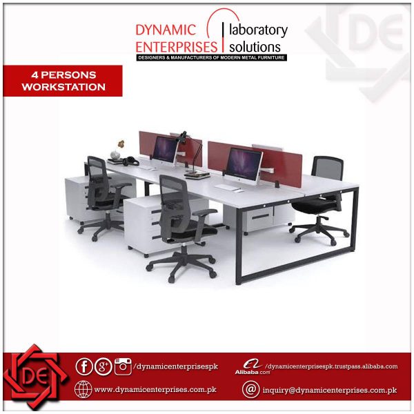 4 Persons Workstation with Side Tables - Dynamic Enterprises